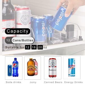 Drink Organizer for Fridge, Soda Can Beverage Dispenser Display Self- Pusher Glide Fridge Organizers - Holds Up to 12 Cans (310mm, White- baffle)