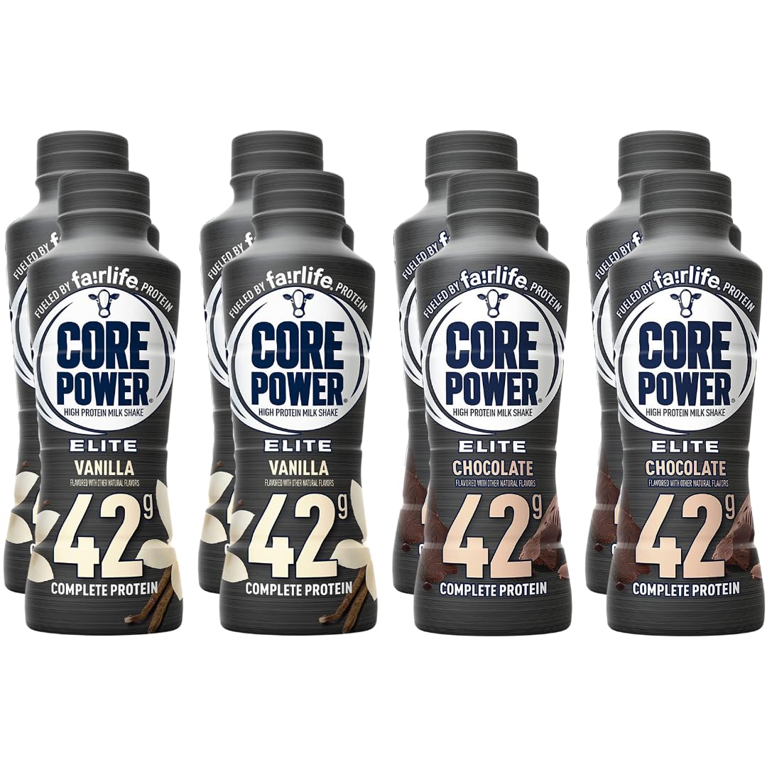 Fairlife Core Power Elite 42g High Protein Milk Shakes Variety Pack, Liquid - Ready to Drink for Workout Recovery, 14 Fl Oz (8 - Pack)