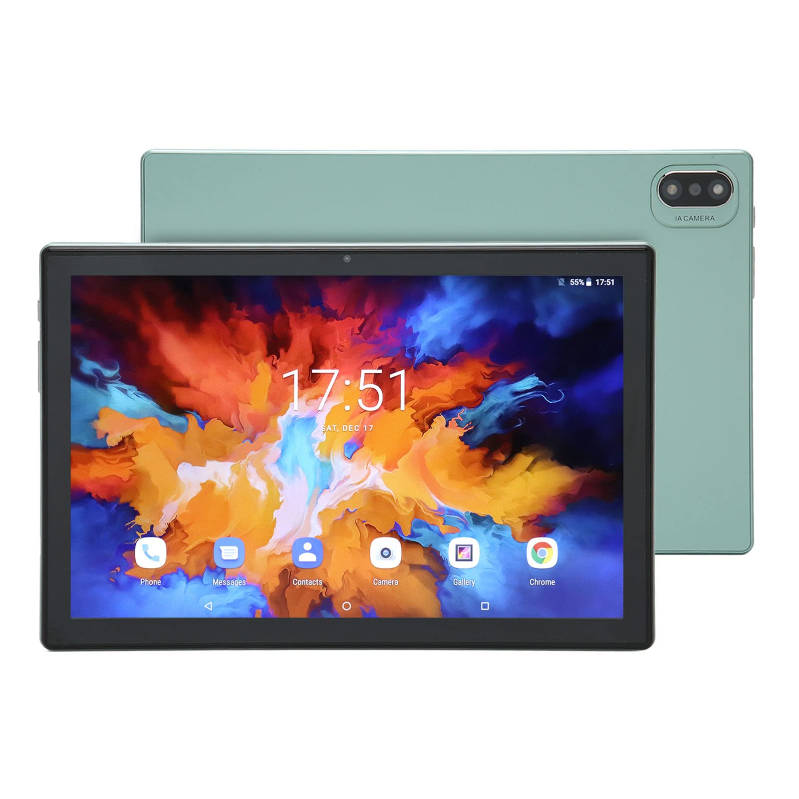 Vikye Android 11 Tablet, 10.1 Inch Display, Octa Core CPU Processor, 8GB RAM 128GB ROM, 8MP 20MP Dual Cameras, 5G WiFi Tablet (UK Plug 100‑240V) (Green)