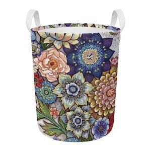 eheartsgir large clothes basket laundry hamper with handles waterproof storage organizer nursery bins for college dorms bathroom, bright blossom colorful floral