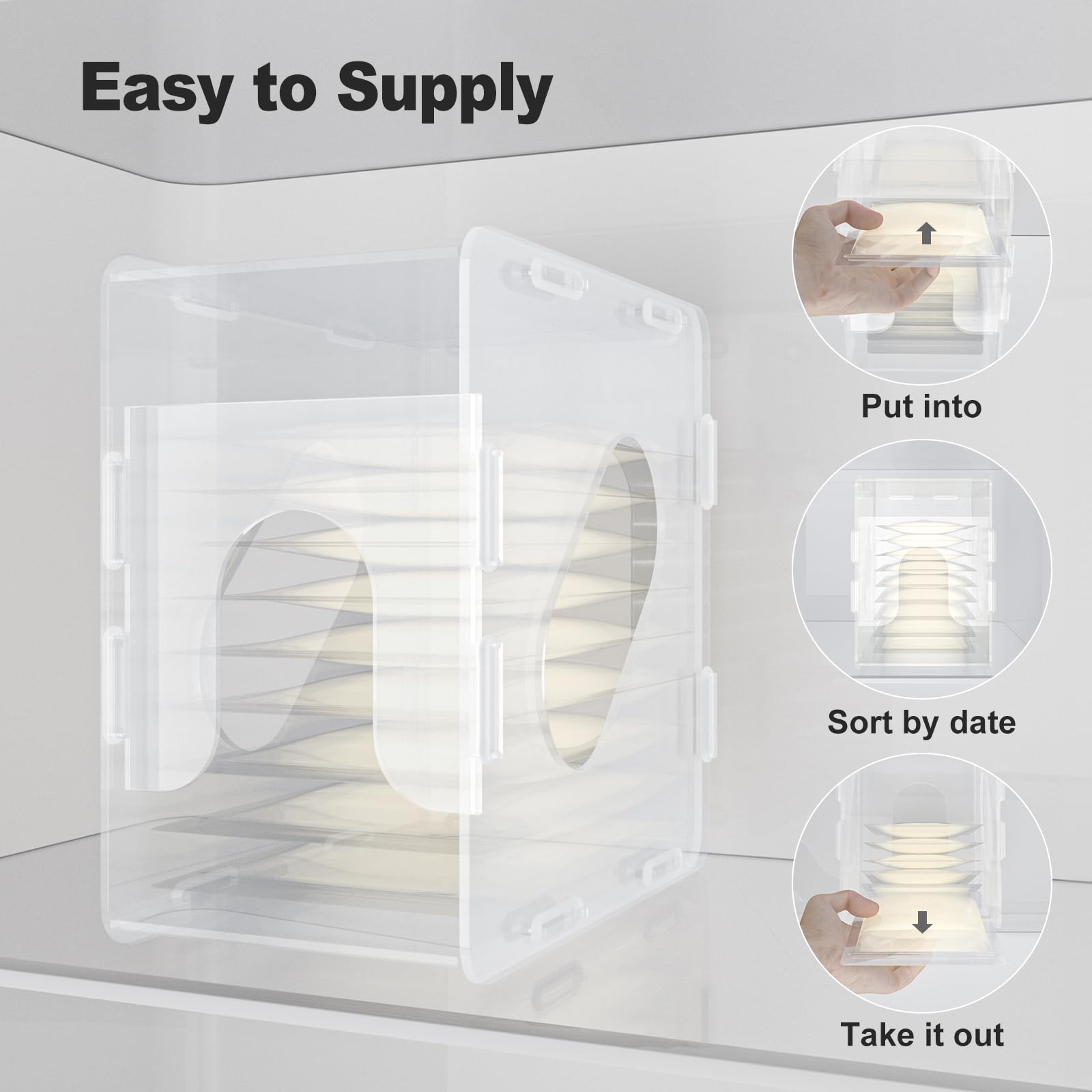 Freeze Organizer for Breast Milk Storage Bags, Container Storing First-In First-Out System for Freezing Breastmilk to Feed Baby,Reusable Breastfeeding Essentials,Highly Clear Breast Milk Storage Tower