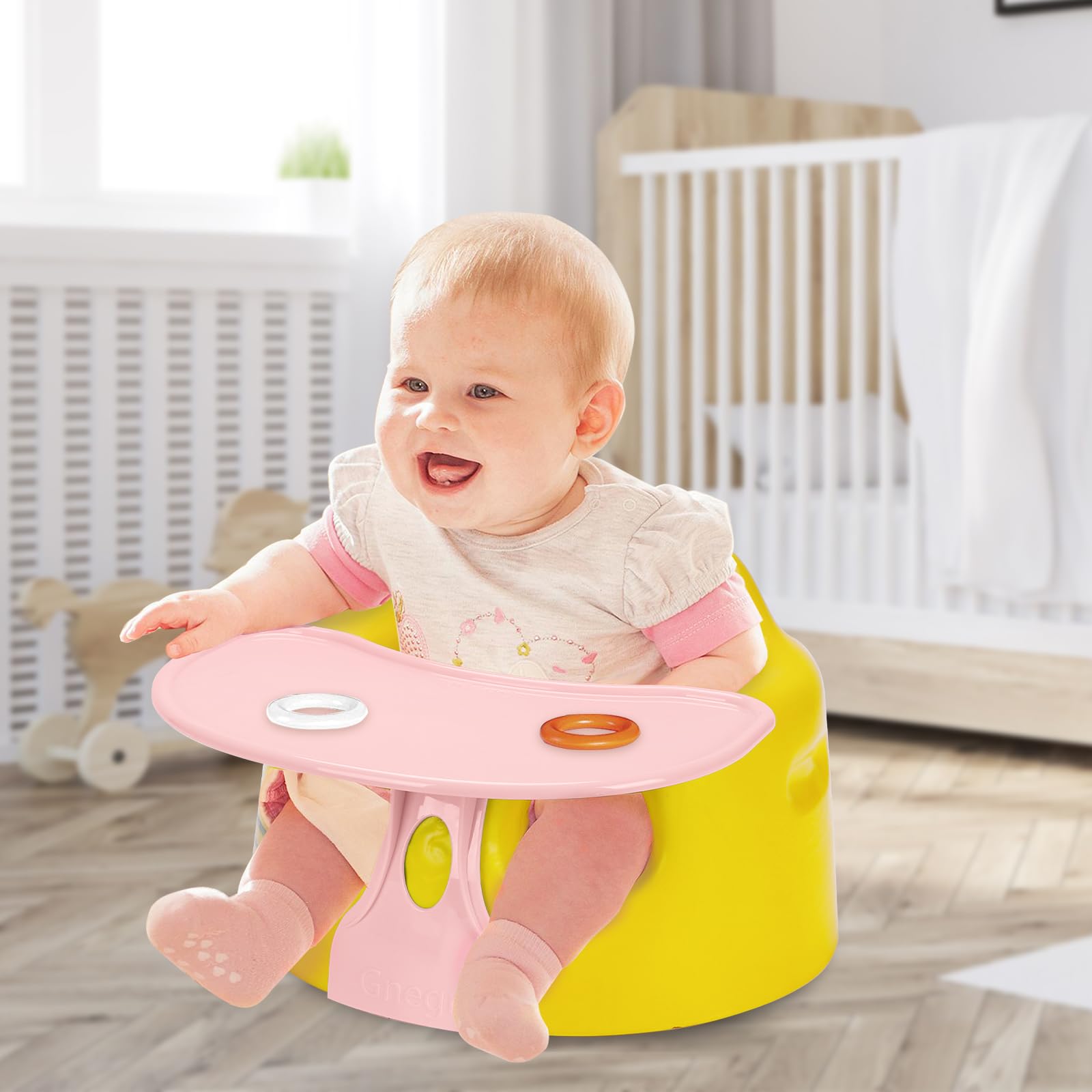 Gnegni Seat Tray Accessory Compatible with Bumbo Seat,Smooth Tray Surface for Baby Feeding & Playing Activity Compatible with Bumbo Floor Seat Lite,Easy to Clean & Release Design-Pink