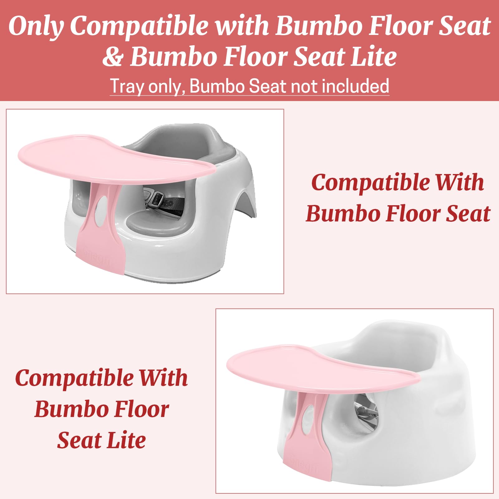 Gnegni Seat Tray Accessory Compatible with Bumbo Seat,Smooth Tray Surface for Baby Feeding & Playing Activity Compatible with Bumbo Floor Seat Lite,Easy to Clean & Release Design-Pink