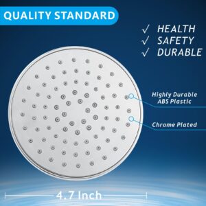 High Pressure Shower Head - 4.7“ Powerful Bathroom Pressure Boosting Rain Showerhead - Perfect Universal Replacement for Rainfall Shower Heads (Chrome)