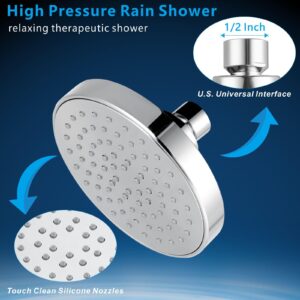 High Pressure Shower Head - 4.7“ Powerful Bathroom Pressure Boosting Rain Showerhead - Perfect Universal Replacement for Rainfall Shower Heads (Chrome)