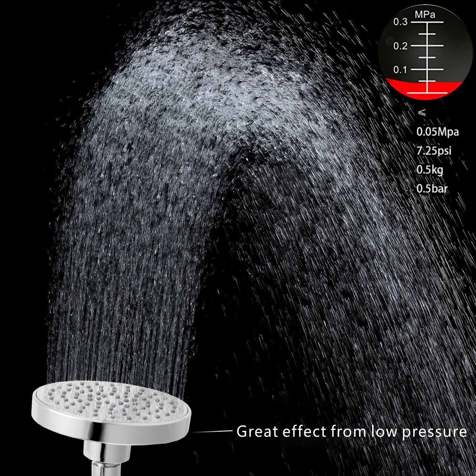 High Pressure Shower Head - 4.7“ Powerful Bathroom Pressure Boosting Rain Showerhead - Perfect Universal Replacement for Rainfall Shower Heads (Chrome)