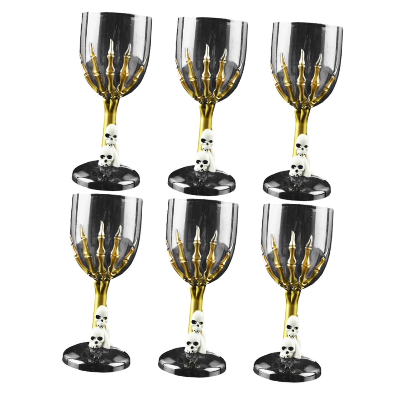 6PCS halloween plastic cups skull wine goblet Halloween Juice Goblet Party Spooky Skeleton water cup skeleton Decor Bar Drinkwares colored drinking glasses Drinking Cup re-usable