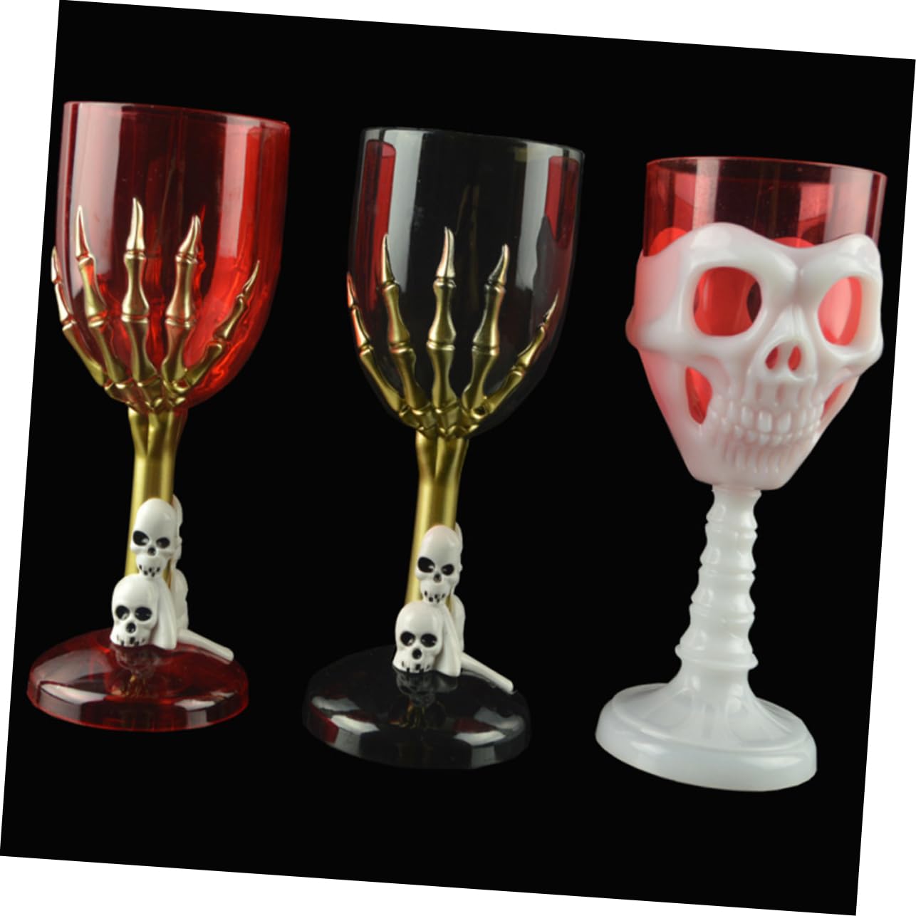 6PCS halloween plastic cups skull wine goblet Halloween Juice Goblet Party Spooky Skeleton water cup skeleton Decor Bar Drinkwares colored drinking glasses Drinking Cup re-usable