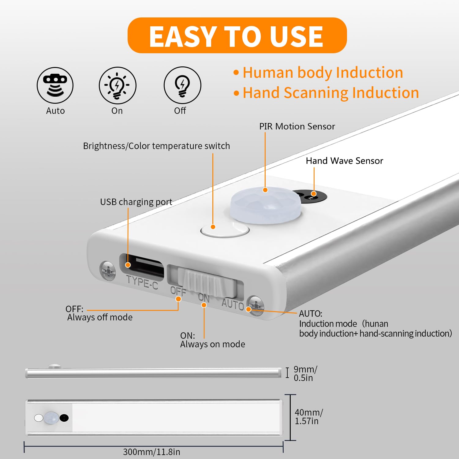 EAUTOR Under Cabinet Lights 126 LED Motion Light Magnetic Led Under Cabinet Lighting Under Counter Lights for Kitchen Closet