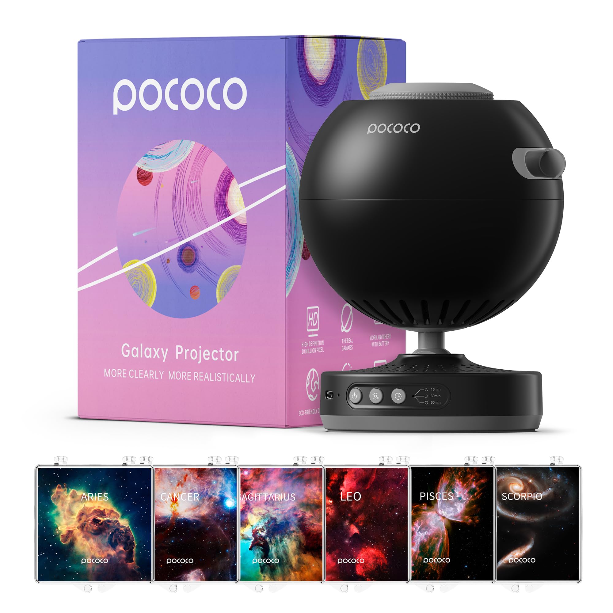 【Limited Time Offer: 23% Off 】POCOCO Galaxy Projector + Realistic Constellation-2 - Discs (6 Pieces)