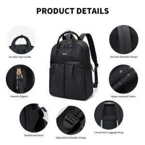 GOLF SUPAGS Laptop Backpack for Women Computer Bag Casual Daypack Fits 15.6 Inch Notebook Work Travel Backpacks (Black)