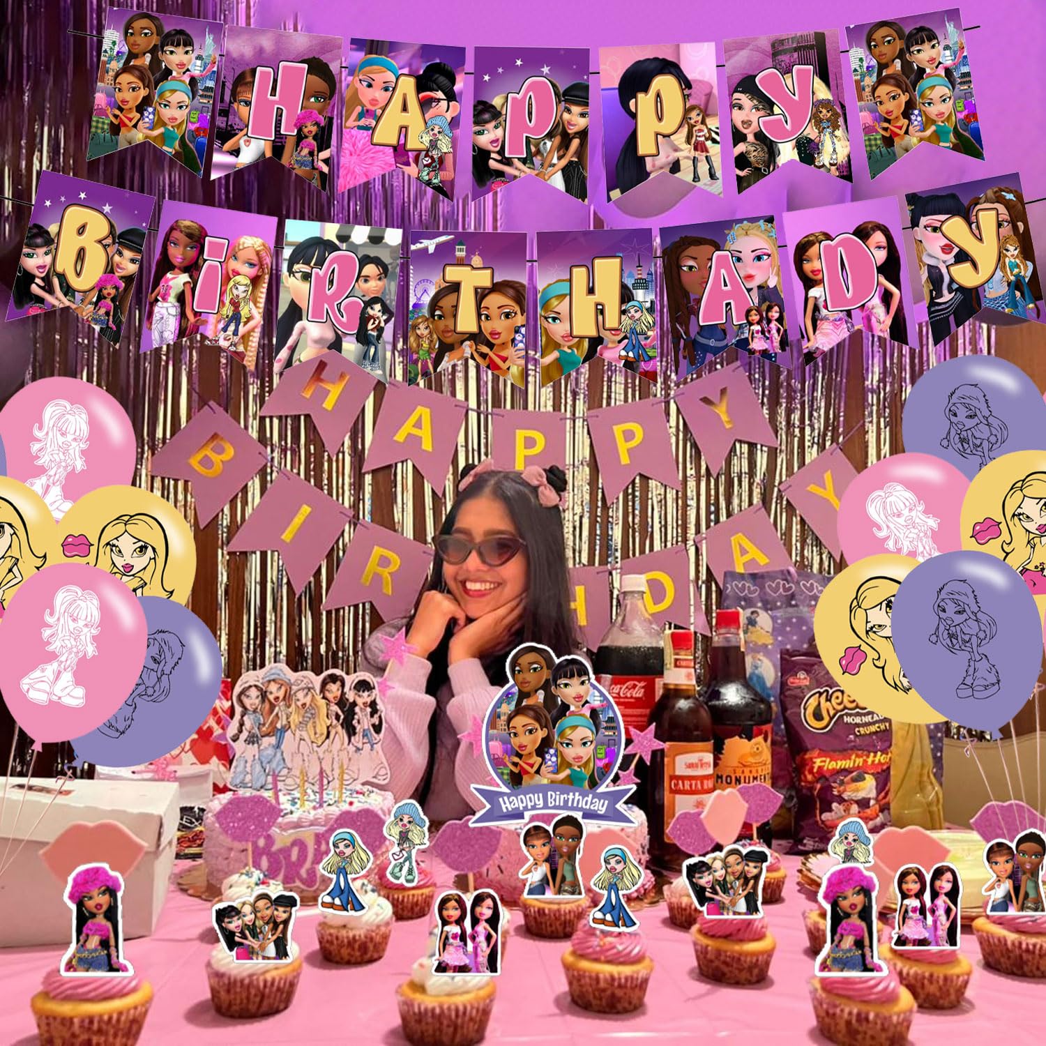 ℬ𝓇𝒶𝓉𝓏 Birthday Party Supplies, ℬ𝓇𝒶𝓉𝓏 Party Decorations,ℬ𝓇𝒶𝓉𝓏 Girl Party Theme Includes Balloons,Banner,Cake Toppers for Kids Birthday Theme Party Decorations