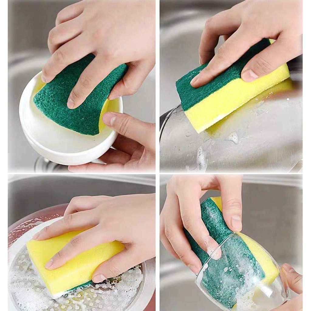 Sponges for Cleaning, Kitchen Sponges Pack Scrub Sponge Dish Sponges Eco Non-Scratch Scrubbers, Cleaning Household Supplies Scrubbing Tools (14PCS)