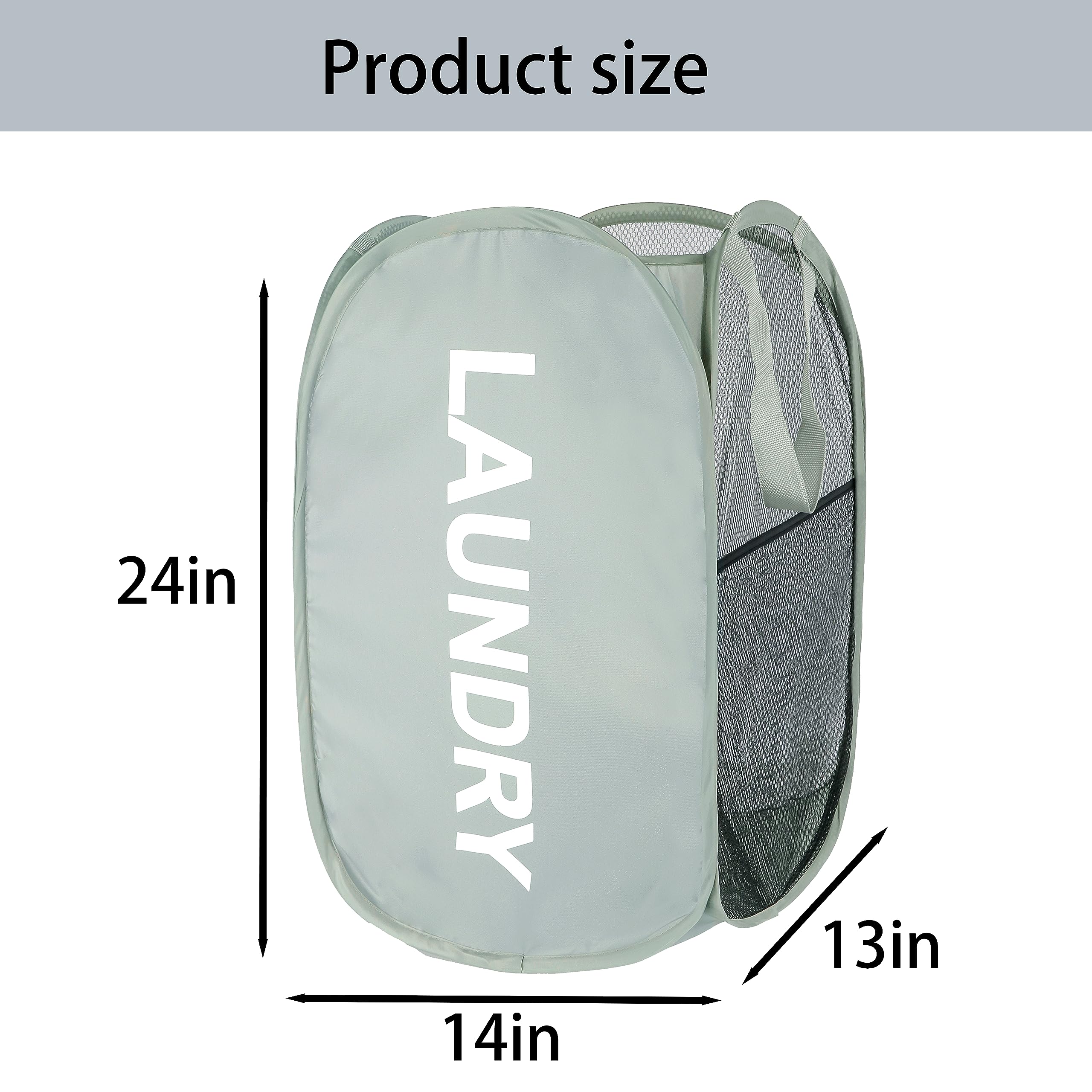 2 Pack Mesh Laundry hamper,collapsible Laundry basket,Easy to Open and Fold for room storage,and Side Pockets Carry Handles for Kids Room,College Students Dorm or Travel (Light brown+Baby blue)