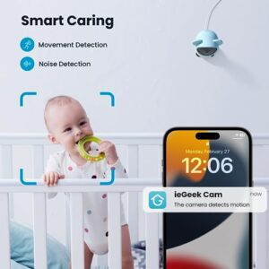 ieGeek 5'' Baby Monitor WiFi with Camera and Audio- 1080P Video Baby Monitor with Night Vision, 2-Way Talk, 360° PTZ, Motion & Sound Detection, Smartphone APP and LCD Monitor Control