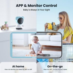 ieGeek 5'' Baby Monitor WiFi with Camera and Audio- 1080P Video Baby Monitor with Night Vision, 2-Way Talk, 360° PTZ, Motion & Sound Detection, Smartphone APP and LCD Monitor Control