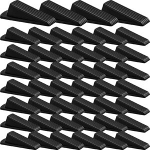 frienda 48 pcs door stoppers bulk rubber door stop wedge door stopper for bottom of door sturdy door stop for heavy duty door bottom carpet tile concrete wooden floor (black)