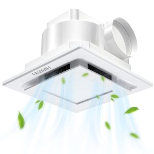 fasdunt bathroom ceiling fan with light, 120 cfm 1.0 sones quiet ventilation fan 5000k for home bath office hotel, white