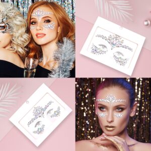 SAOROPEB Face Gems - 6 Sets Mermaid Face Jewels Temporary Tattoo Stickers Acrylic Crystal Glitter Stickers Waterproof Eye Gems Stick On Rainbow Tears Rhinestone for Party, Rave Festival