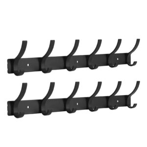 optish 2 pack coat rack wall mount, entryway coat hooks wall mounted, wall hooks for hanging, coat hanger wall mount towel rack hat rack for wall with 12 hooks for entryway, bedroom, bathroom