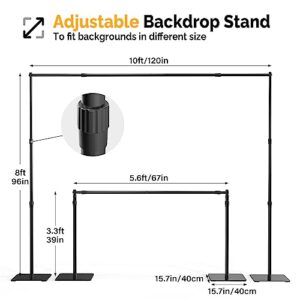 ShowMaven Backdrop Stand, 8x10 ft Adjustable Photo Backdrop Stand Kit, Heavy Duty Backdrop Stand with Steel Base for Photography, Photo Video Studio, Birthday Parties, Wedding (Black)