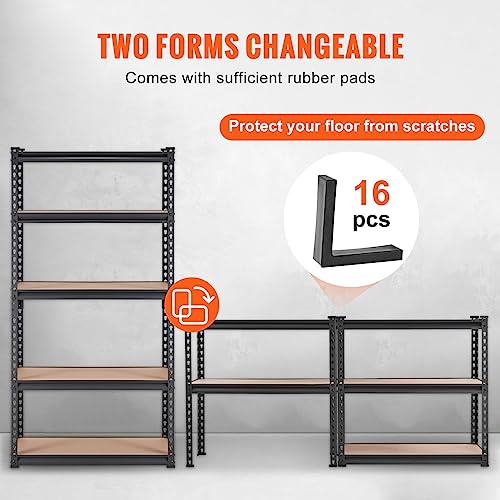 VEVOR Storage Shelving Unit, 5-Tier Adjustable, 2000 lbs Capacity, Heavy Duty Garage Shelves Metal Organizer Utility Rack, Black, 30" L x 12" W x 60" H for Kitchen Pantry Basement Bathroom Laundry