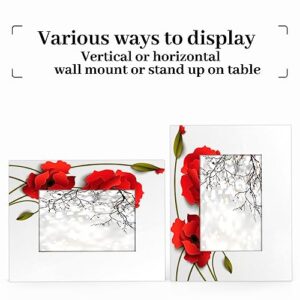 JXDXHCW 5x7 Picture Frame Red Poppy Flower Home Gallery Wall Tabletop Decor with Stand Hanging Hook for Photos Certificate Poster Collage Display-Floral Print Frame