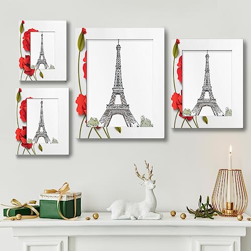 JXDXHCW 5x7 Picture Frame Red Poppy Flower Home Gallery Wall Tabletop Decor with Stand Hanging Hook for Photos Certificate Poster Collage Display-Floral Print Frame