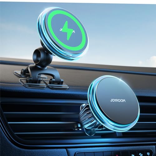 JOYROOM for MagSafe Car Mount Charger, 2024 Upgraded 15W Fast Charging Magnetic Wireless Car Charger Suitable for [Vent+Dash+Wall], for Magsafe Charger Car Phone Holder Mount for iPhone 15/14/13/12