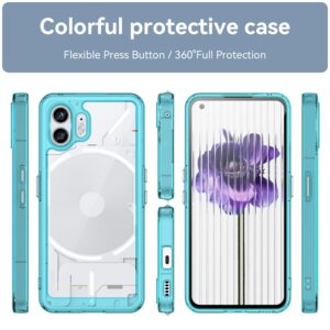 DFTCVBN Phone Case for Nothing Phone 2 Case, Nothing 2 Two A065 Case with HD Screen Protector, Soft Bumper with Clear Crystal PC Hard Back Shockproof Cover Cases for Nothing Phone 2 Clear Blue