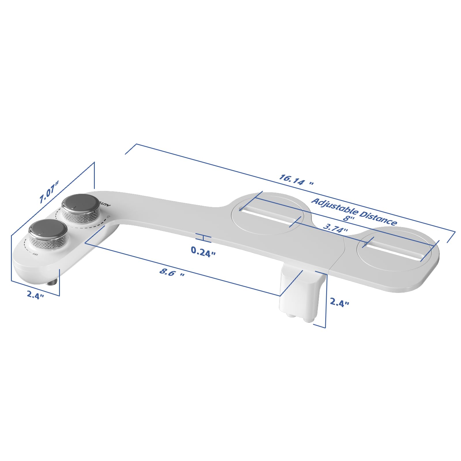 Auterfar Bidet Attachment for Toilet, Dual Nozzle with Self-Cleaning Bidet Toilet Seat, Non-Electric Ultra-Thin Bidets for Existing Toilets, Rear/Feminine Wash with Adjustable Water Pressure