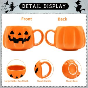 12 oz Halloween Pumpkin Mug Decorations, Happy Halloween Pattern Mug Ceramic Cute Pumpkin Coffee Cup Halloween Birthday Tabletop Drinkware Gifts for Adults Kids Women