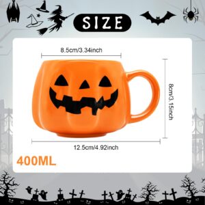 12 oz Halloween Pumpkin Mug Decorations, Happy Halloween Pattern Mug Ceramic Cute Pumpkin Coffee Cup Halloween Birthday Tabletop Drinkware Gifts for Adults Kids Women