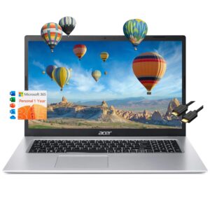 acer aspire 1 a115-32-c96u home & student slim laptop (15.6" fhd, intel celeron n4500, 16gb ram, 512gb ssd, uhd graphics) 1-year office 365, ethernet, wi-fi, webcam, ist hdmi, win 11 home, silver