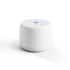 dreamland baby sound machine + night light: brown noise & white noise sound machine w/ 7 soothing sounds, dimmable night lights, sleep timer, charging cable. portable. for home & travel