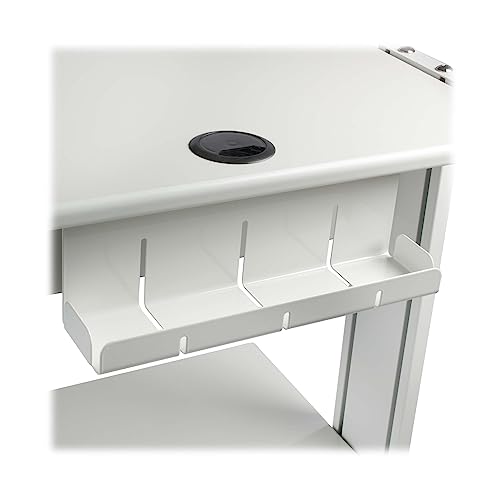 Tripp Lite Mobile Standing Desk 2 Adjustable Shelf & 2 Metal Storage Drawers, TAA Compliant, Home Office & School, 5-Year Warranty, White