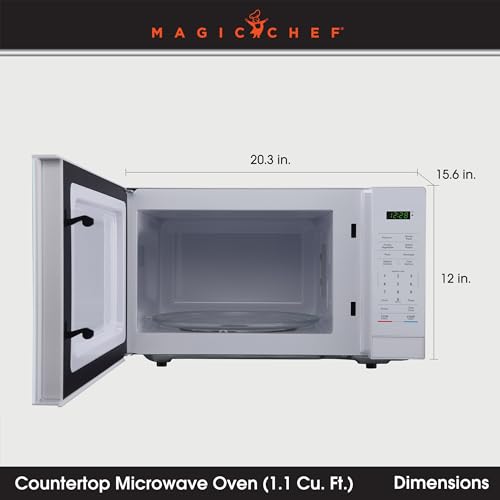 Magic Chef 1000 Watt Compact Small Microwave Oven, White