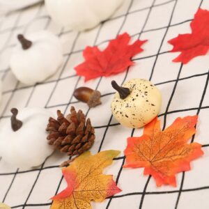 Loyilat Halloween Tray Decoration Simulation White Pumpkin Maple Autumn Fruit Bag Autumn Garland Accessories Ornament Thanksgiving Halloween Home Decoration