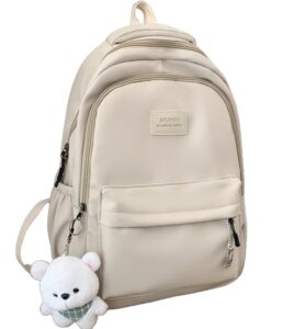 grypit kawaii cute aesthetic backpack with cute accessory cute bag charm (stone white)