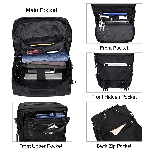 WITZMAN Carry On Travel Backpack for Men Duffle Bags Fit for 17 Inch Laptop Airline Approved Laptop Backpack(B685 Black)