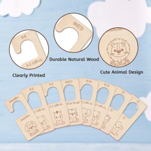 Focal20 12 Pcs Wooden Baby Closet Dividers for Clothes Organizer Animal Theme Baby Closet Size Dividers from Newborn to 4T Baby Clothes Hanger Dividers for Baby Girls Boys Gift Nursery Baby Shower