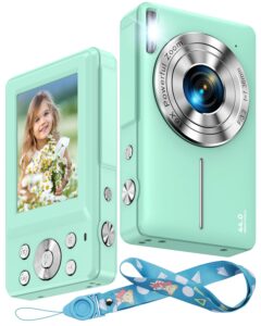 1080p kids digital camera with lanyard (no sd card), 44mp digital point and shoot camera with 16x zoom, anti-shake, vlogging camera for students