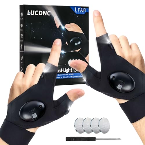 LED Flashlight Gloves Gifts for Men,Fathers Day Men Gift Hands-Free Lights Tools for Fishing Camping Repairing,Cool Gadget Unique Men Birthday Gifts