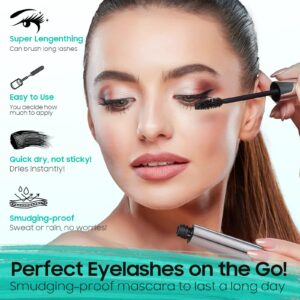 Mascara Black Volumizing and Lengthening, 2-1 Waterproof & Long-Lasting Mascara for Natural Length and Volume, Curling Eyelashes, No Flaking and No Clumping, Cruelty Free and Vegan, Black (Pack of 1)