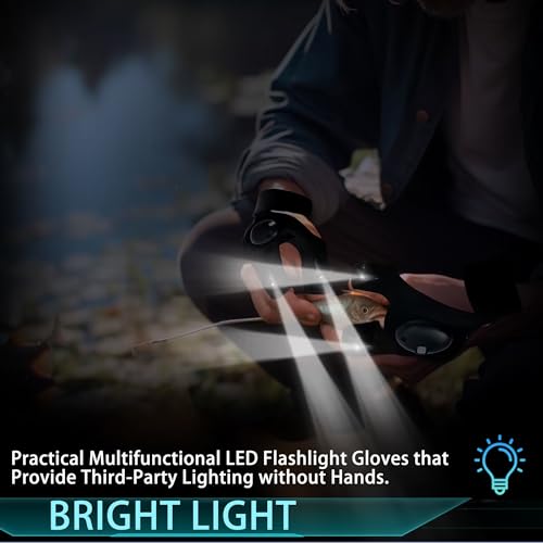 LED Flashlight Gloves Gifts for Men,Fathers Day Men Gift Hands-Free Lights Tools for Fishing Camping Repairing,Cool Gadget Unique Men Birthday Gifts