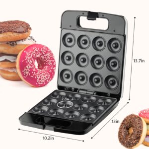 Mini Donut Maker Machine for Home, 1400W Double-Sided Heating Makes 16 Doughnuts with Non-Stick Surface for Kid Breakfast, Snacks, Desserts