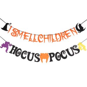 halloween hocus pocus decor banner, felt i smell children banner sanderson sisters sign for hocus pocus halloween i smell children decorations