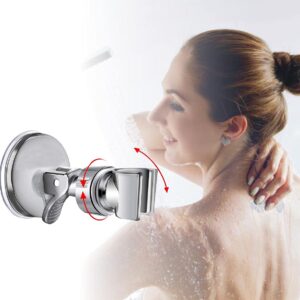 BlingKingdom 2pcs Adjustable Shower Head Holder Removable Suction Cup Shower Head Bracket No Drill Shower Head Bracket with Chrome Polished for Bathroom