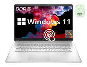 hp 17.3 inch touchscreen laptop for college students, amd ryzen 3 7320u, windows 11, 8gb ddr5 ram, 512gb ssd, amd radeon graphics, webcam, bluetooth 5.0, usb type-c, pcm