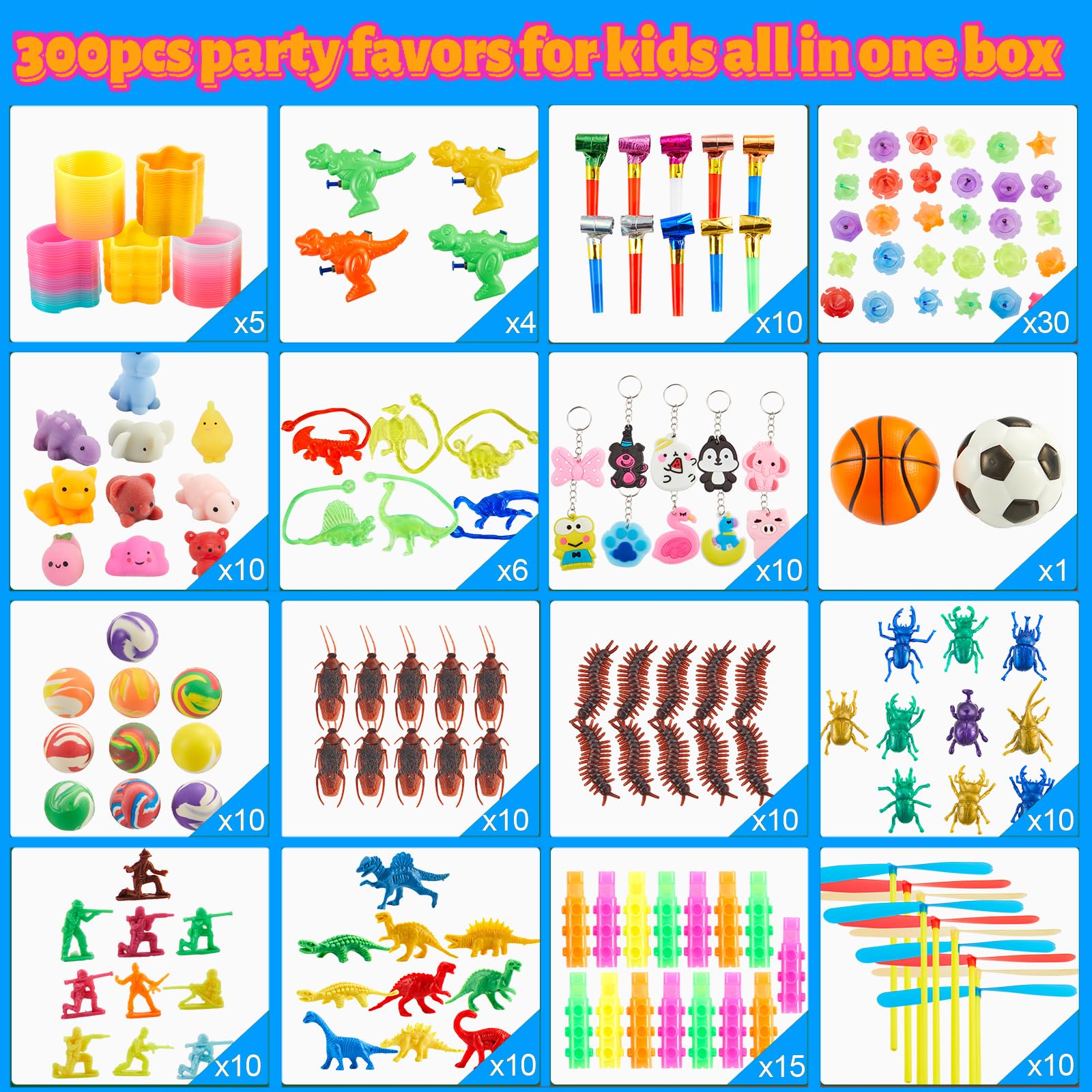 300 PCS Party Favors for Kids, Treasure Box Toys for Classroom, Treasure Box Prizes, Fidget Toys Bulk Goodie Bags Stuffers Classroom Prizes Pinata Stuffers Carnival Prizes Birthday Gift for Kids